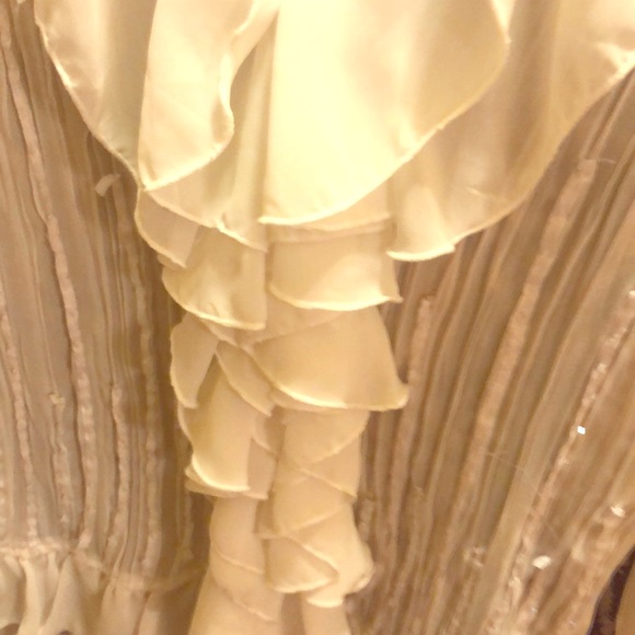 Pretty Angel | Tops | Vintage Ruffled Ivory Sheer Blouse | Poshmark